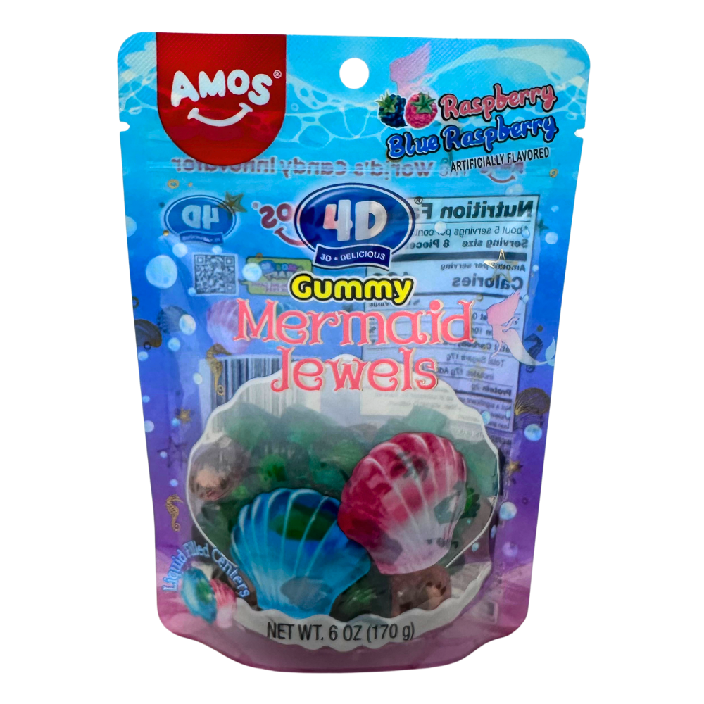 Amos 4D Gummy Mermaid Jewels - 6oz - 12 Pack | iwholesalecandy ...
