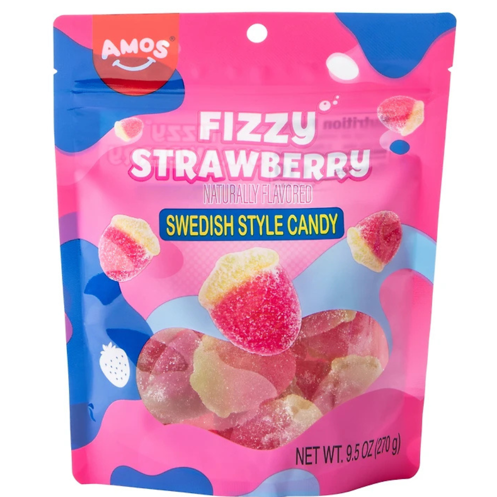 Amos Swedish Style Fizzy Strawberry 9.5oz - 12 Pack | iWholesale Candy ...