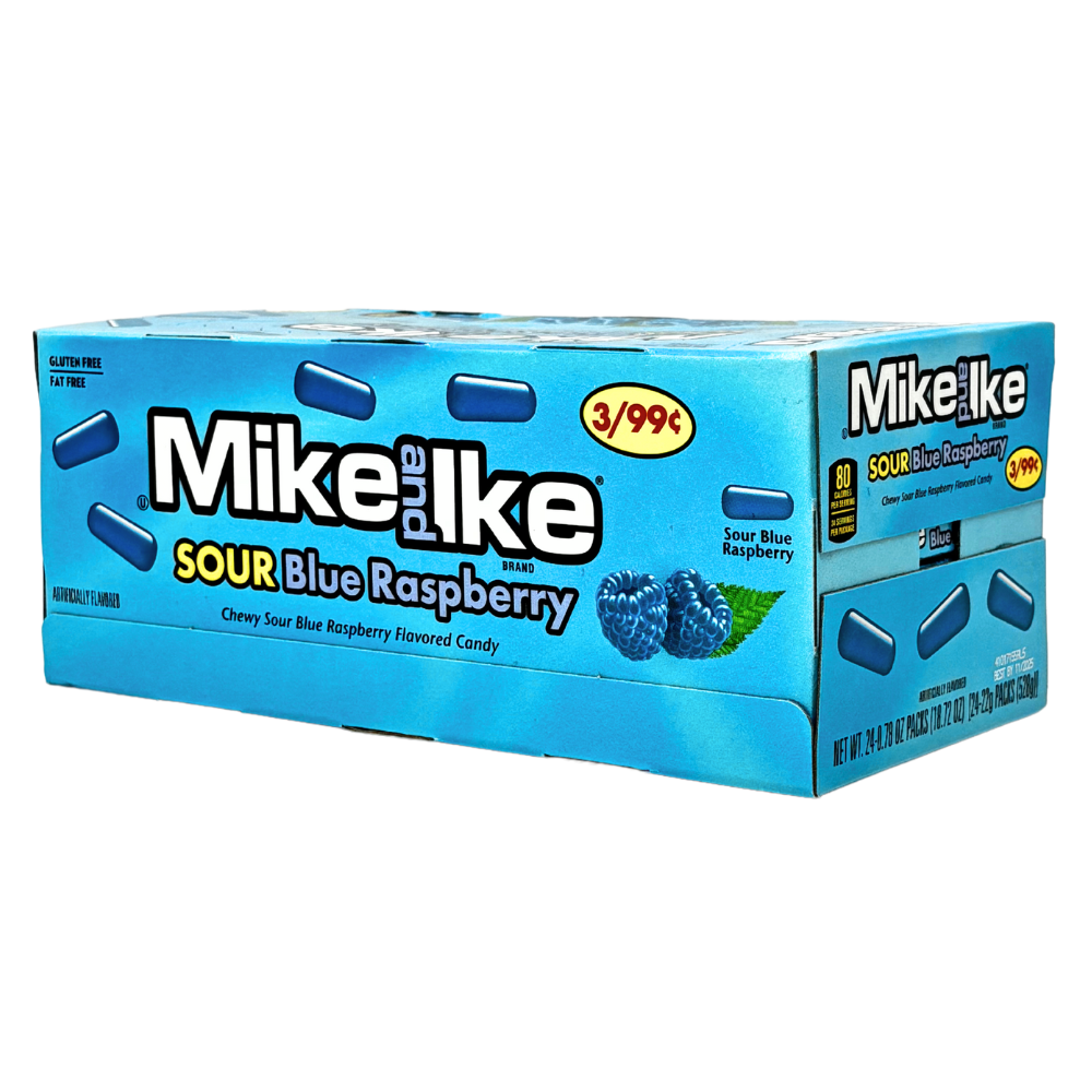 Mike and Ike Sour Blue Raspberry - 24 Pcs-16 Pack | iWholesaleCandy.ca