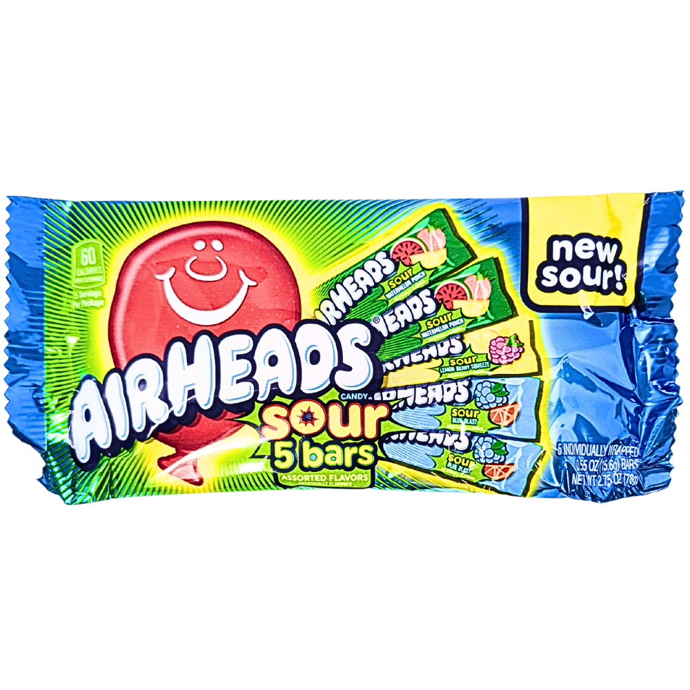 Airheads Sour 5 Bars 2.75oz - 18 Pack | iwholesale Candy ...