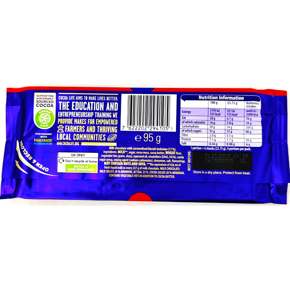 Cadbury Dairy Milk Lotus Biscoff 95g (UK) - 21 Bars | iwholesale Candy ...