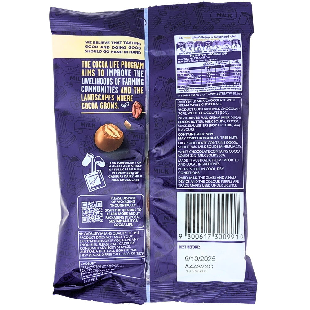 Cadbury Dairy Milk Top Deck Bites 135g (Australia) - 14 Pack ...