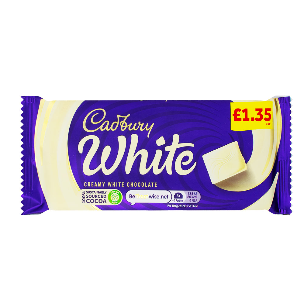 Cadbury White Chocolate Block UK 90g - 24 Pack | iWholesaleCandy.ca