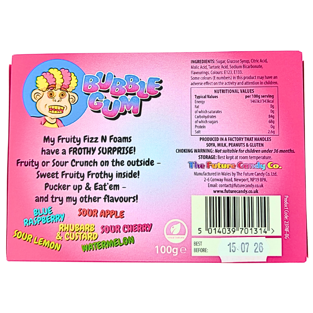 Fizz N Foam Candy Bubble Gum Flavour (UK) - 12 Pack | iWholesale Candy ...