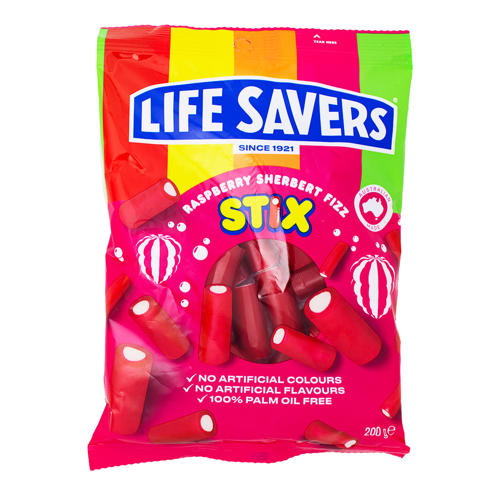 Lifesavers Stix Raspberry Sherbet Fizz (Aus) 200g - 12 Pack ...