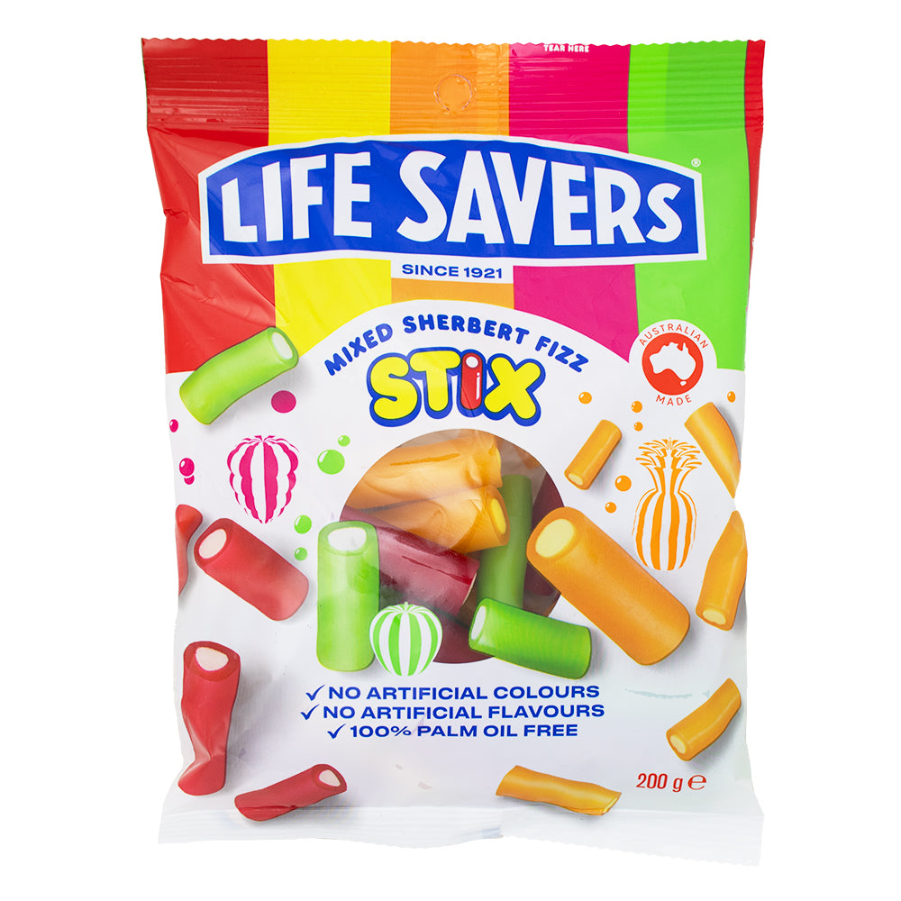 Lifesavers Stix Mixed Sherbert Fizz (Aus) 200g - 12 Pack ...