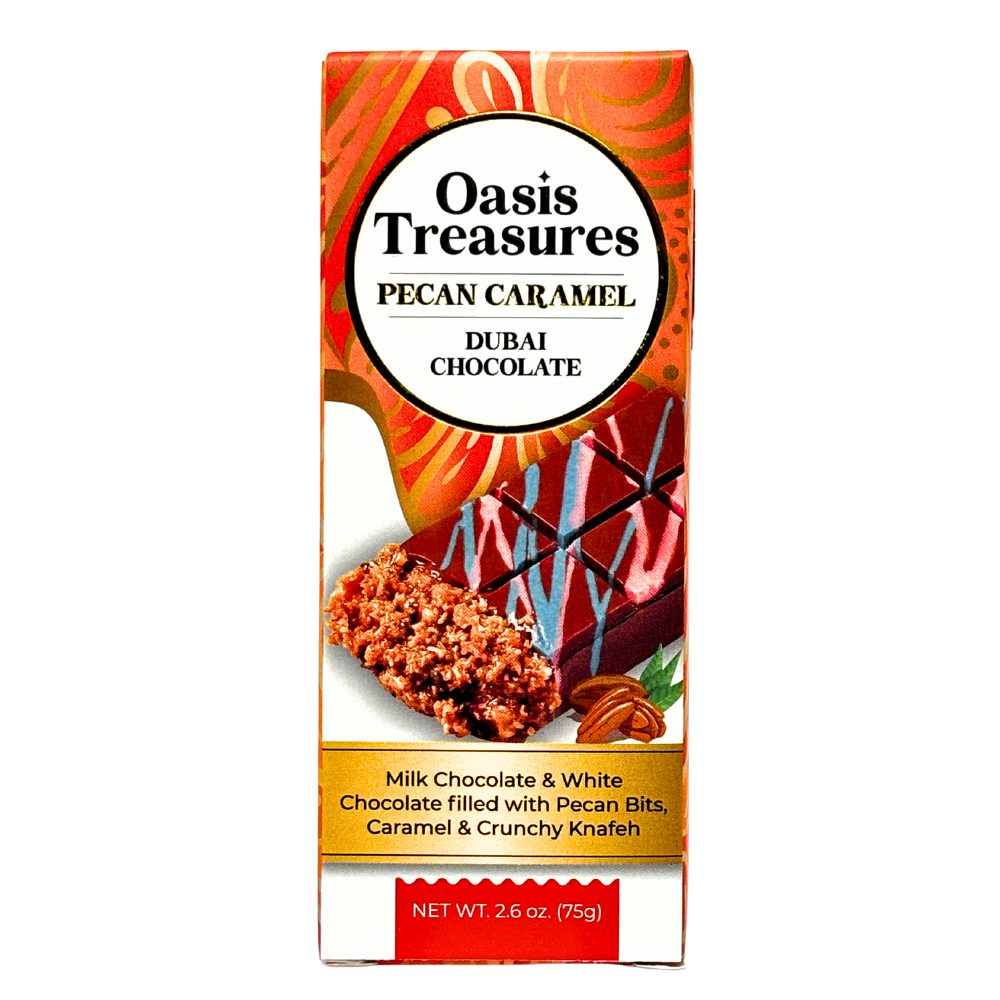 Oasis Treasures Pecan Caramel Dubai Chocolate - 75g - 24 Pack ...
