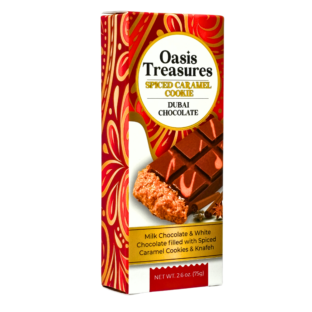 Oasis Treasures Spiced Caramel Dubai Chocolate - 75g - 24 Pack ...