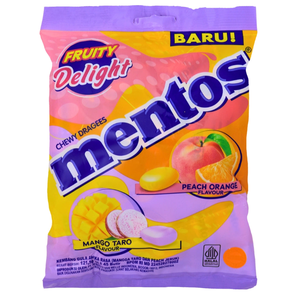 Mentos Fruit Delight Peach/Orange & Mango/Taro (Indonesia) 121.5g - 20 ...