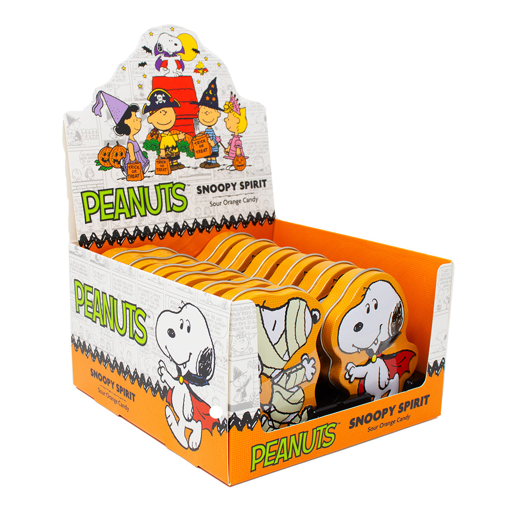 Snoopy Spirit Tin Sour Orange Candy 10oz - 12 Pack | iWholesaleCandy.ca