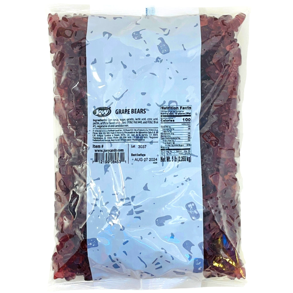 Jovy Gummy Bears Purple Grape Bulk Candy 5lbs | iWholesaleCandy.ca