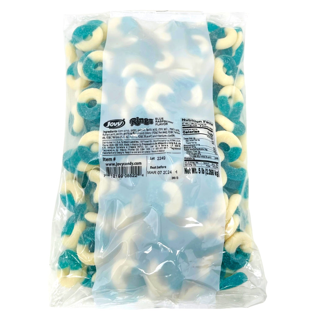 Jovy Bulk Candy Gummy Rings Blue Raspberry 5lbs | iWholesaleCandy.ca