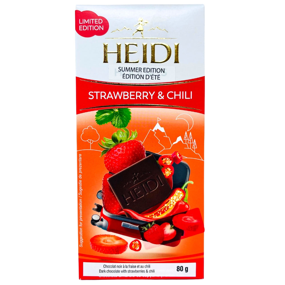 Heidi Premium Dark Chocolate Bars w Strawberry & Chili | iWholesaleCandy.ca