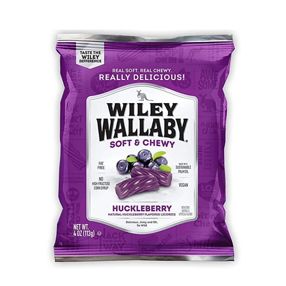 Wiley Wallaby Huckleberry Licorice Candy 4oz - 24 Pack